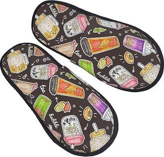 Generic Pantoufle Maison Motif Mignon De Th&eacute; &Agrave; Bulles De Dessin Anim&eacute; Chaudes Pantoufles Antid&eacute;rapantes Chaussons Maison Doux Hiver Chaussures Chaudes Pour Ch