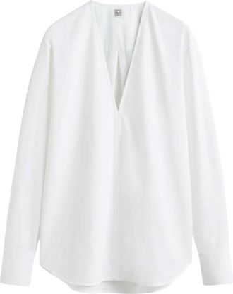 Toteme Femme, Blouses et Chemises, Blanc, Taille: 38 FR Chemisier Twill &agrave; Col en V