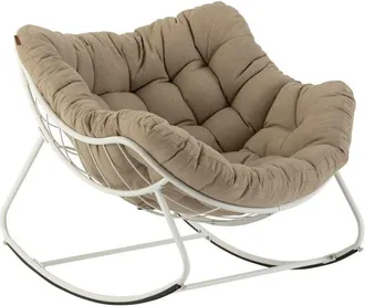 Hesperide Hesperide - Fauteuil oeuf &agrave; bascule Paopao beige et blanc en acier trait&eacute; en epoxy - Hesp&eacute;ride