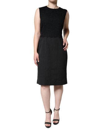 Dolce & Gabbana Womens Black Cotton Sheath Knee Length Dress