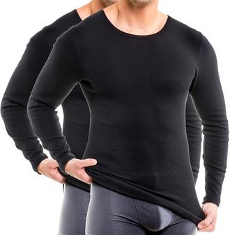 Hermko 3640 Lot de 2 Chemises Hommes, Longues Manches, 100% Coton Biologique, Taille:7 (XXXL), Couleur:Noir