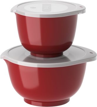 Rosti Mepal Margrethe Schüssel Set, Rührschüssel Set, 4-Teilig mit 2 Rührschüsseln und 2 Deckel, Teigschüssel aus Recycelbarem Kunststoff, 1,5 Liter und 3 Liter, 