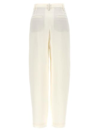 Brunello Cucinelli Slouchy Silk Crepe Trousers - Cream
