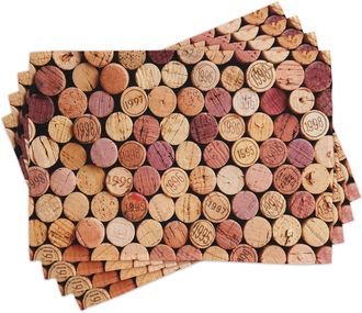 Abakuhaus Wein Platzmatten 8 St&uuml;ck Waschbare Stoff Esszimmer K&uuml;che Tischdekorations Digitaldruck, Pfirsich Ecru