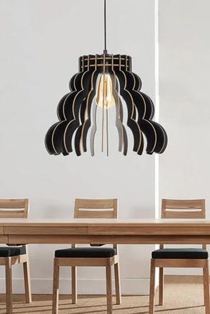 Opviq Elegant Cloudy Chandelier, Black MDF Body, Adjustable Height 70 cm, Cap 31 cm x 37 cm, E27 Socket Max 40W | Perfect for Modern Home D&eacute;cor