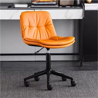 Generic Verstellbarer Drehstuhl aus Leder mit Rollen, ergonomisch geformte R&uuml;ckenlehne, gepolsterte mittelhohe R&uuml;ckenlehne f&uuml;r B&uuml;ro, Wohnzimmer und Arbeitszim