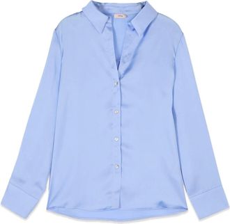 Oltre Femme, Blouses et Chemises, Bleu, Taille: 38 FR Chemise en satin