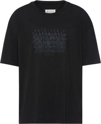 Maison Margiela Homme, Tops, Noir, Taille: L T-shirt Num&eacute;rique en Coton