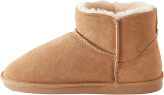 Next Damen Standard Hausstiefel aus Veloursleder mit Kunstfellfutter Hellbraun 39