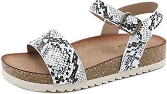 Generic Sandales pour femme en cuir - Fermeture confortable avec semelle en liège - Antidérapantes - Confortables - Pour lété - Pour lintérieur et lextérieur,