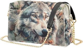 Mnsruu Sacs à bandoulière pour femme, sac à main en cuir animé, motif palmier loup