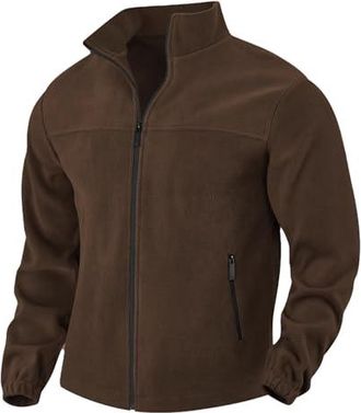 Generic Veste polaire d&eacute;contract&eacute;e pour homme, manteau sherpa chaud &agrave; fermeture &eacute;clair compl&egrave;te, sweat-shirt thermique l&eacute;ger pour lext&eacute;rieur, lhiver et lautom