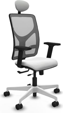 Piqueras y Crespo B&uuml;rostuhl mit 2D-Armlehnen, h&ouml;henverstellbare Lendenwirbelst&uuml;tze und festes Kopfteil, ausgestattet mit Syncro/Traslack und Schneideschaum, Grau/Wei&szlig;