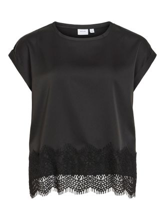 Vila Viellette S/S Full Satin Lace Top - Noos