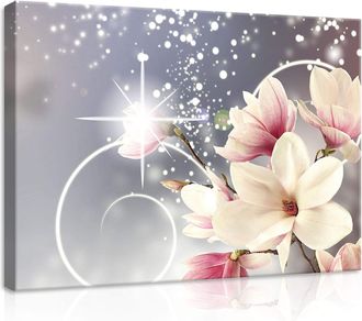 ForWall Leinwand Bilder - Abstrakt Blumen Magnolie 3D Magie - 70x50 cm Leinwandbilder - Bild auf leinwand - Wandbild XXL groß Wandbilder für Wohnzimmer Schlaf