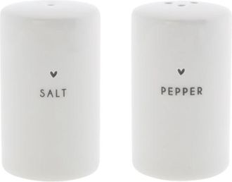 Bastion Collections Salz- und Pfefferstreuer Set 2tlg. wei&szlig; mit schwarzem Herz Bastion Collections