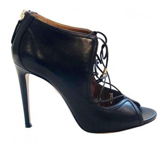 Aquazzura Aquzzura Black Lace-Up Gia Sandals Size 37.5