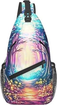 Generic Sac &agrave; bandouli&egrave;re motif plante psych&eacute;d&eacute;lique, r&eacute;actif aux UV, arbre naturel, sac &agrave; dos de voyage, sac &agrave; dos &agrave; bandouli&egrave;re pour homme, sac &agrave; dos de ran