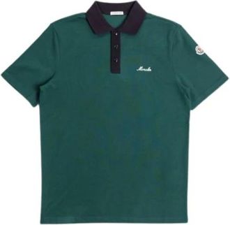 Moncler Homme, Tops, Vert, Taille: XL Polo &agrave; logo brod&eacute;