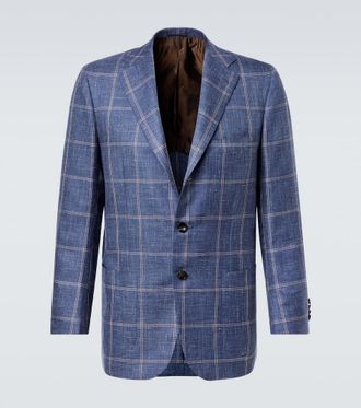Kiton Blazer en cachemire, laine, soie et lin &agrave; carreaux