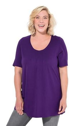 Ulla Popken Femme Grandes Tailles T-Shirt, Plis, Ligne A, Manches Courtes Violet 50+ 796473840-50+