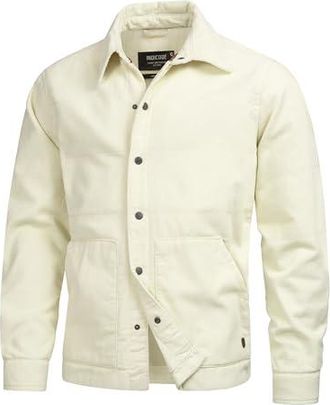 Indicode Hommes INKorbits Jacket | Veste en velours c&ocirc;tel&eacute; avec patte de boutonnage White Asparagus XL
