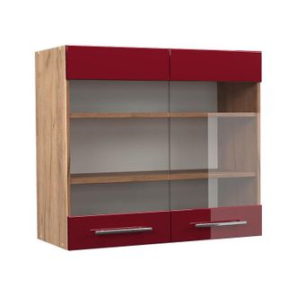 Vicco Meuble de cuisine haut vitré Fame-Line, Rouge bordeaux Haute brillance, 80 cm Vicco