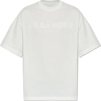 Jil Sander Homme, Tops, Blanc, Taille: L Logo T-Shirt