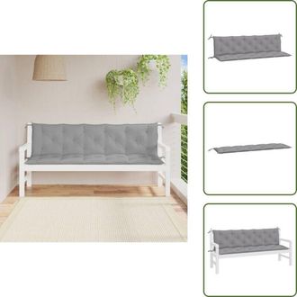 vidaXL The Living Store - Gartenbank-Auflagen 2 Stk. Grau 180x50x7 cm Oxford-Gewebe - Sitzkissen - Gartenkissen - Outdoorkissen - Bankauflage - Balkonm&ouml;bel