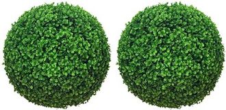HOMCOM Lot de 2 Boules de buis artificielles de 40 cm, Protection UV, d&eacute;coration pour la Maison, Le Jardin, la f&ecirc;te de Mariage, la d&eacute;coration de la Maison, V