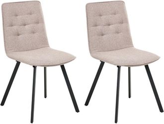 Beliani Esszimmerstühle 2er Set Hellbraun Stoff Gepolstert mit Schwarzen Beinen Ohne Armlehnen Modern Polsterstühle Küchenstühle Esszimmer Küche