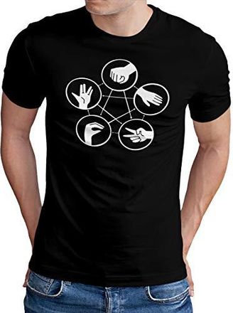 OM3 Hand Signs Big Bang T-shirt - Homme - Rock Paper Scissors Lizard Spock TBBT Nerd - S - 4XL, Noir, XXL