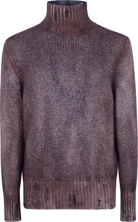 Avant Toi Homme, Pulls, Brun, Taille: M Pull col roul&eacute; en cachemire et soie peint &agrave; la main