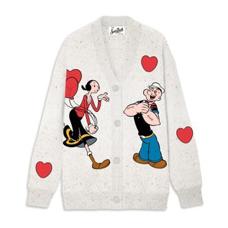 MC2 Saint Barth Long Cardigan Jacquard Donegal - Femme - Pulls - Gris - Taille: 38/40 FR