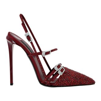 Philipp Plein Femme, Chaussures, Rouge, Taille: 39 EU Escarpins Slingbacks &agrave; Talons Hauts et Multiples Brides 12 Mix Strass