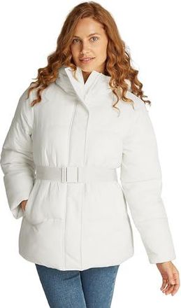 Calvin Klein Veste Matelassée Femme Logo Belt Short Puffer avec Ceinture, Ivoire (Ivory), XS