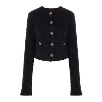Balenciaga Textured Knit Cropped Top - - Jackets - Damen - Schwarzk - M