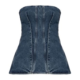 A Gold E Lara tr&auml;gerloses Denim-Top - - Tops - Damen - Blau - XS