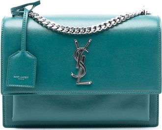 Saint Laurent Hobo Bags - Medium Leather Monogram Sunset Crossbody - Gr. unisize - in Blau - f&uuml;r Damen