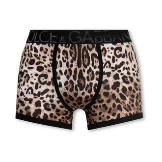 Dolce & Gabbana Homme, Sous-v&ecirc;tements, Brun, Taille: M Boxers en coton stretch bidirectionnel &agrave; imprim&eacute; l&eacute;opard