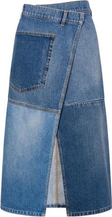 Philosophy di Lorenzo Serafini Femme, Jupes, Bleu, Taille: 36 FR Wrap Midi Denim Skirt