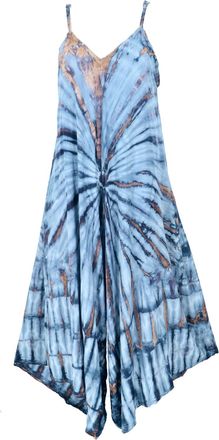 Guru Shop Batik Jumpsuit, Sommer Overall, Hosenkleid - Blau, Damen, Synthetisch