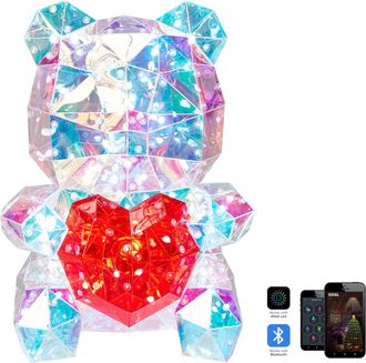 Beliani Dekoration Smart LED Kunststoff bunt Teddyb&auml;r mit App-Steuerung 30 cm Rigel