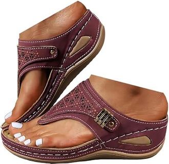 Generic Sandales orthop&eacute;diques compens&eacute;es pour femme - Tongs antid&eacute;rapantes avec soutien de la vo&ucirc;te plantaire - Chaussures de mariage &agrave; enfiler - Bout ouvert