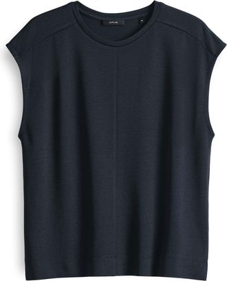OPUS Damen Kurzarmshirt | Jerseyshirt SLUMMI Regular mit feiner Rippstruktur Coal Blue, 44