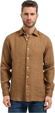 Liu Jo Homme, Chemises, Brun, Taille: 3XL Pure Linen Long-Sleeve Shirt