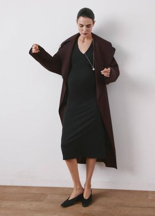 Mango Robe de grossesse longue noir - Femme - S - MANGO