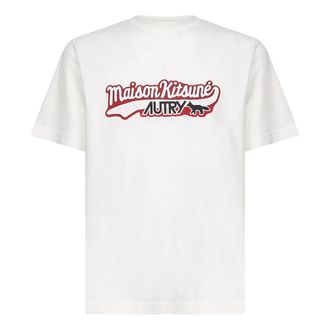 Autry Wei&szlig;e T-Shirts und Polos mit Fuchskunstwerk - - Tops - Herren - Wei&szlig; - M