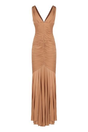 Giuseppe Di Morabito Womens Draped Long Dress Camel Viscose