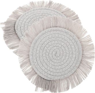 Angoily 2 St&uuml;ck Isolierende Tischsets Aus Reiner Baumwolle Handgewebt Hitzebest&auml;ndig rutschfeste Untersetzer Mit Quaste F&uuml;r Esszimmer Und Wohnzimmer